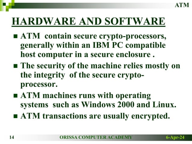 automated teller machine presentation with slides | PPT