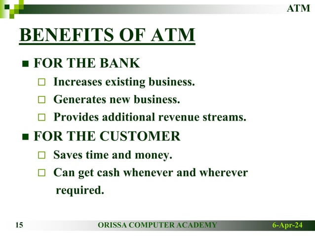 automated teller machine presentation with slides | PPT