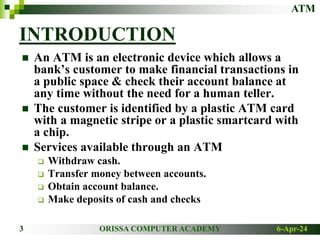 automated teller machine presentation with slides | PPT