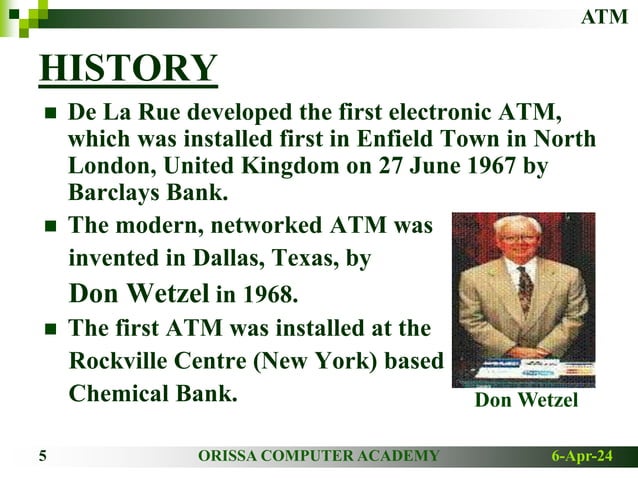 automated teller machine presentation with slides | PPT