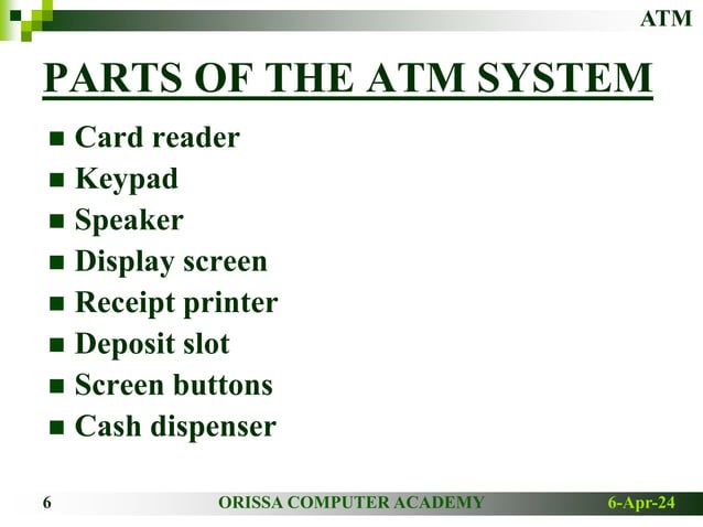 automated teller machine presentation with slides | PPT