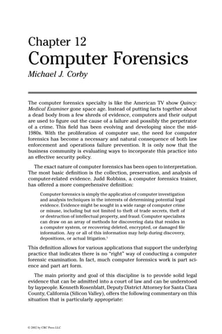 Chapter 12 - Computer Forensics | PDF