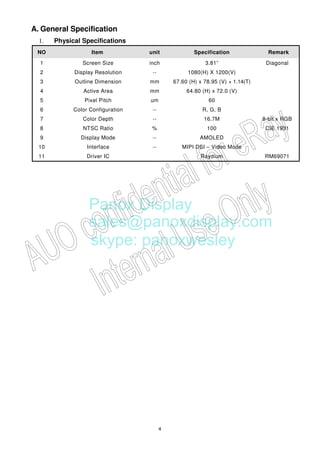 3.81 inch Amoled(1080x1200) VR Datasheet | PDF