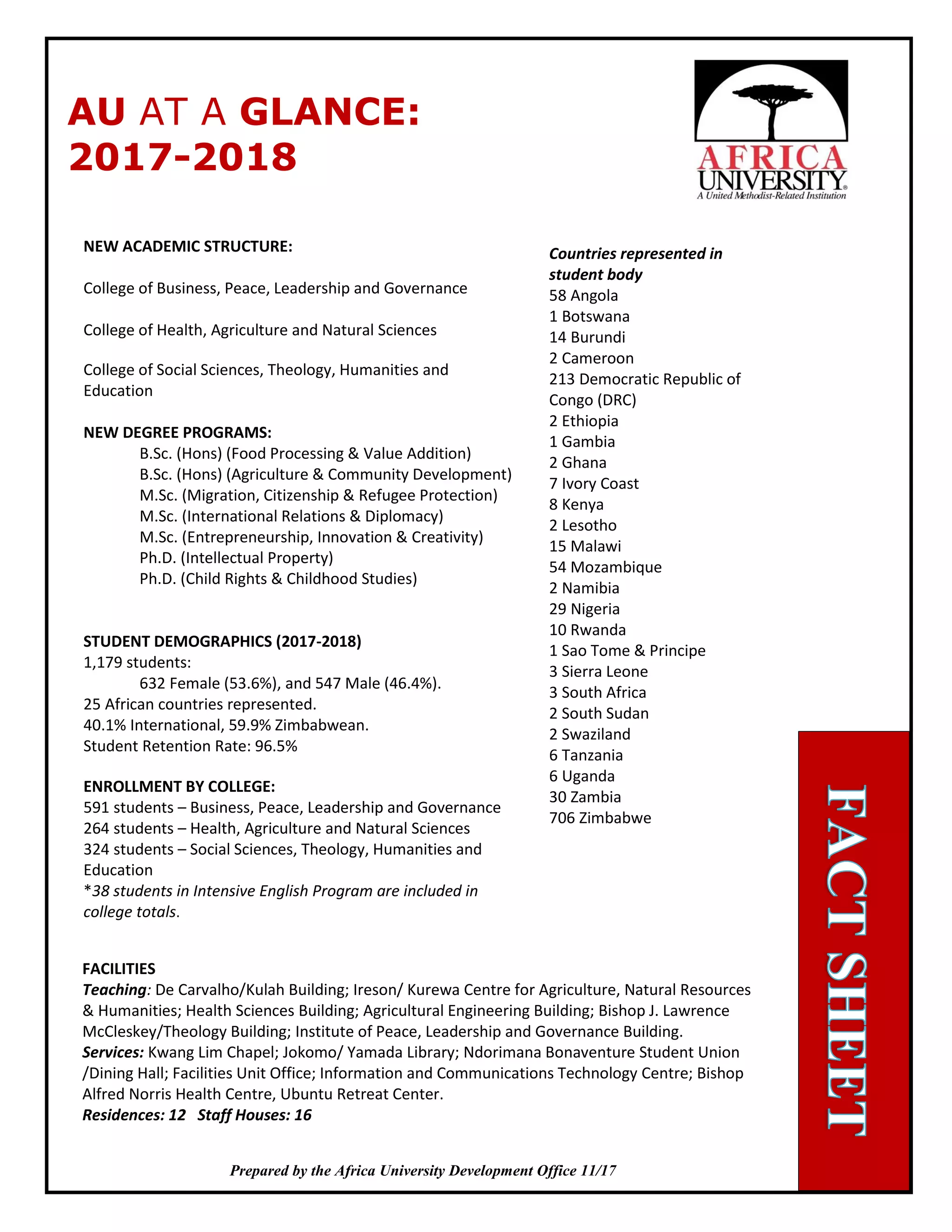 AU at a glance 2017-2018 Academic Year | PDF | Africa Travel | Travel ...