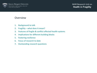 Health Systems in Situations of Fragility | PDF