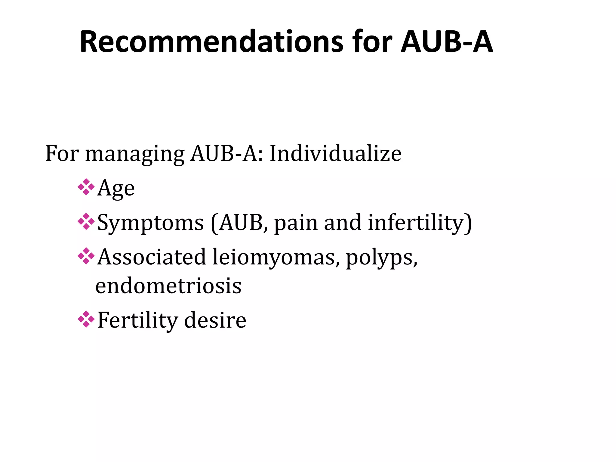 Insight AUB Management Guidelines on AUB in Reproductive Period | PPTX