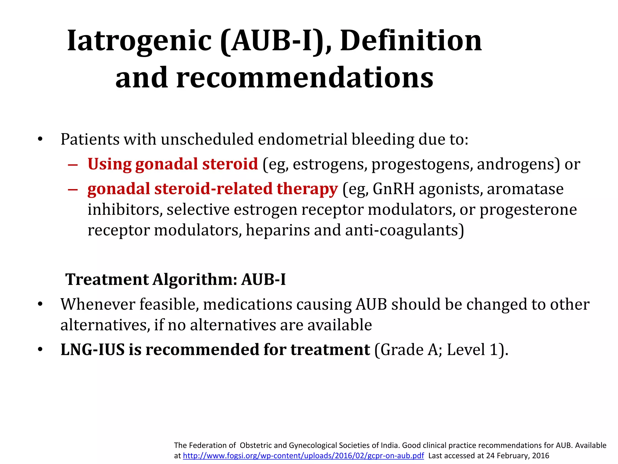 Insight AUB Management Guidelines on AUB in Reproductive Period | PPTX