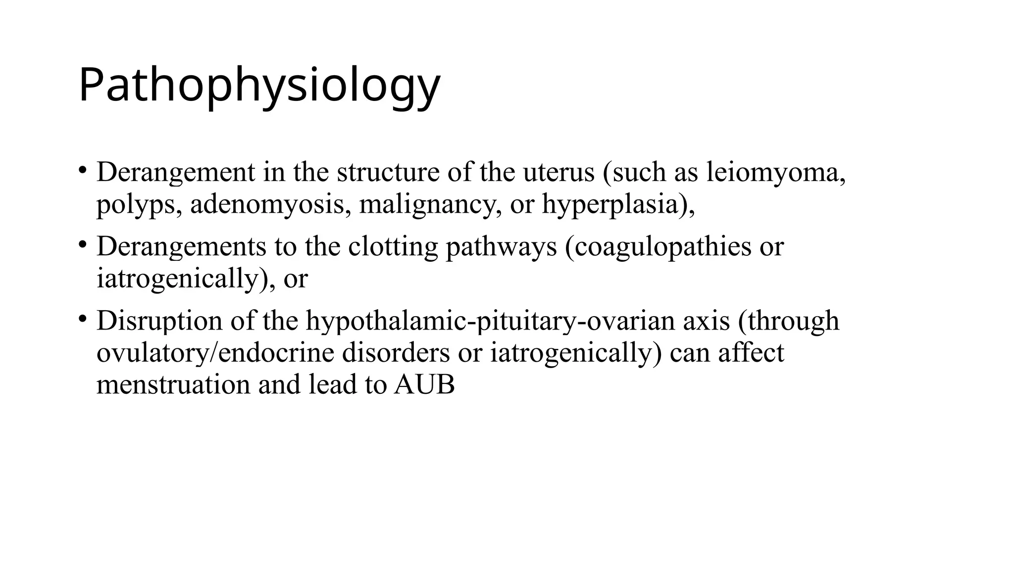 management of abnormal uterine bleeding. | PPTX