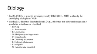 management of abnormal uterine bleeding. | PPT