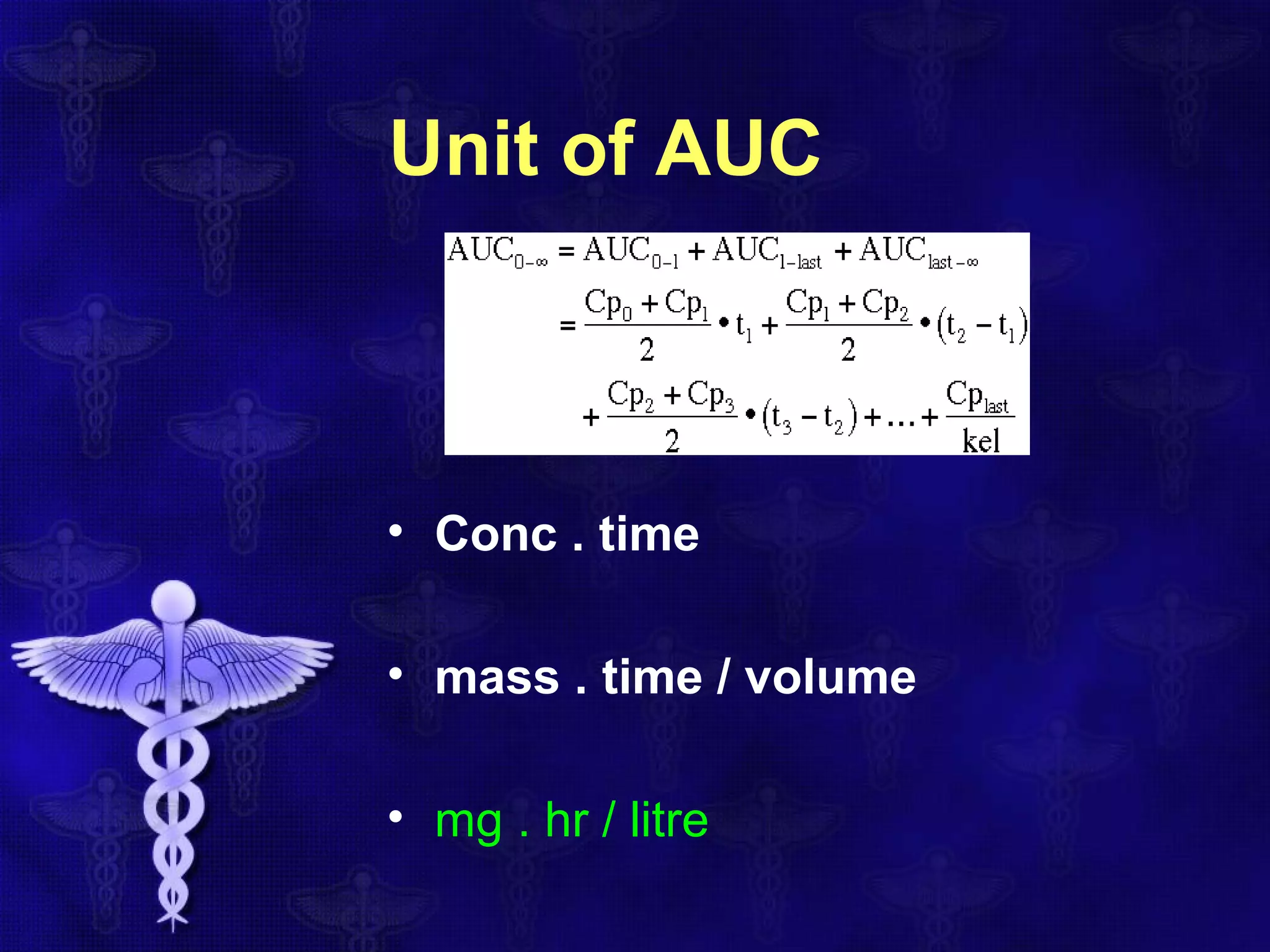 Pharmacokinetics -Auc - area under curve | PPT