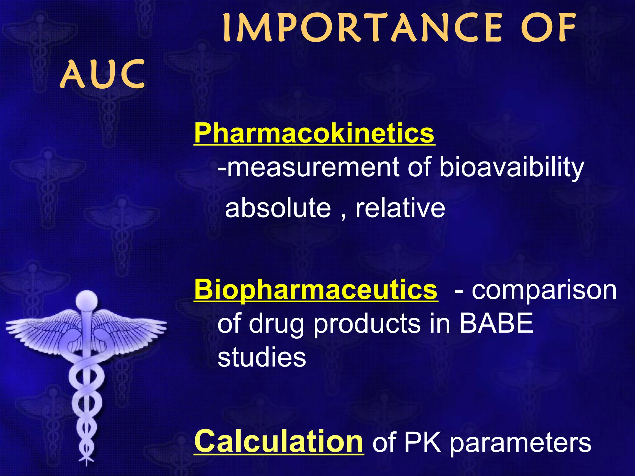 Pharmacokinetics -Auc - area under curve | PPT
