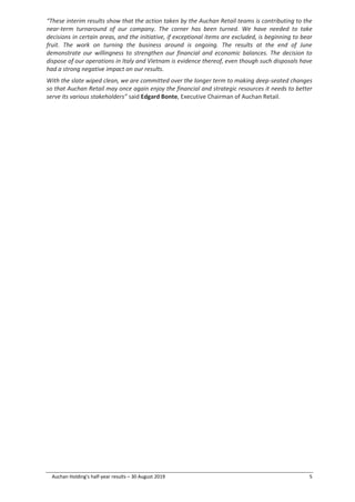 Auchan: rapport semestriel 2019 | PDF | Business Accounting & Finance ...