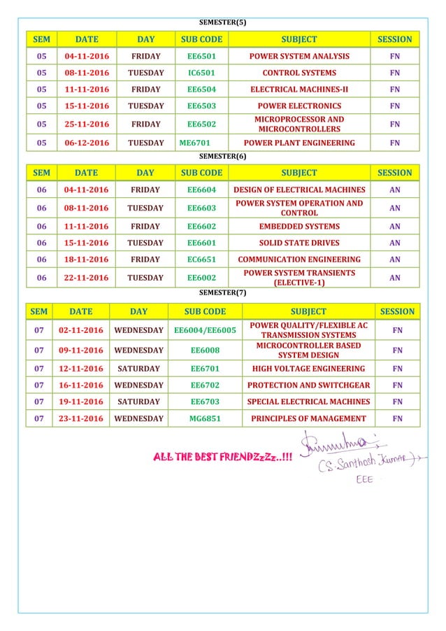 ANNA UNIVERSITY Nov-Dec-2016 Examination Time Table (R-2013) | PDF