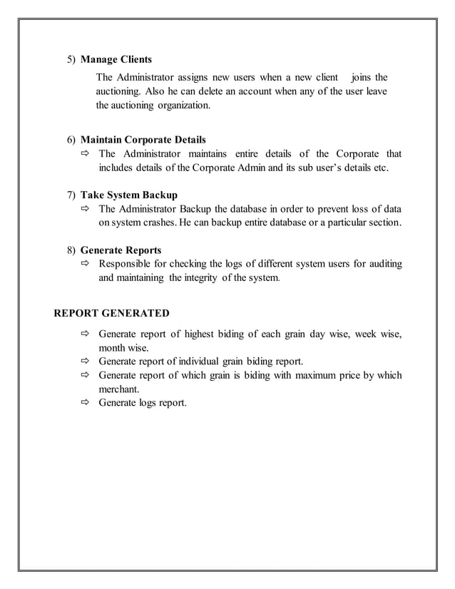 Auction management module | DOCX | Operating Systems | Computer ...