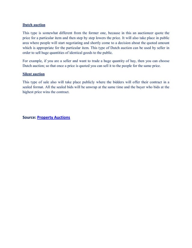 Auction's types and differences | PDF | Business | Business and Finance