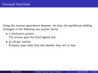 Auction Theory By Krishna | The Revenue Equivalence Principle | PDF