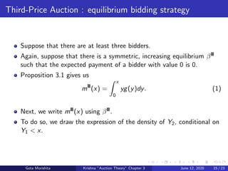 Auction Theory By Krishna | The Revenue Equivalence Principle | PDF