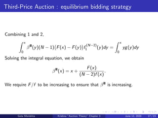 Auction Theory By Krishna | The Revenue Equivalence Principle | PDF