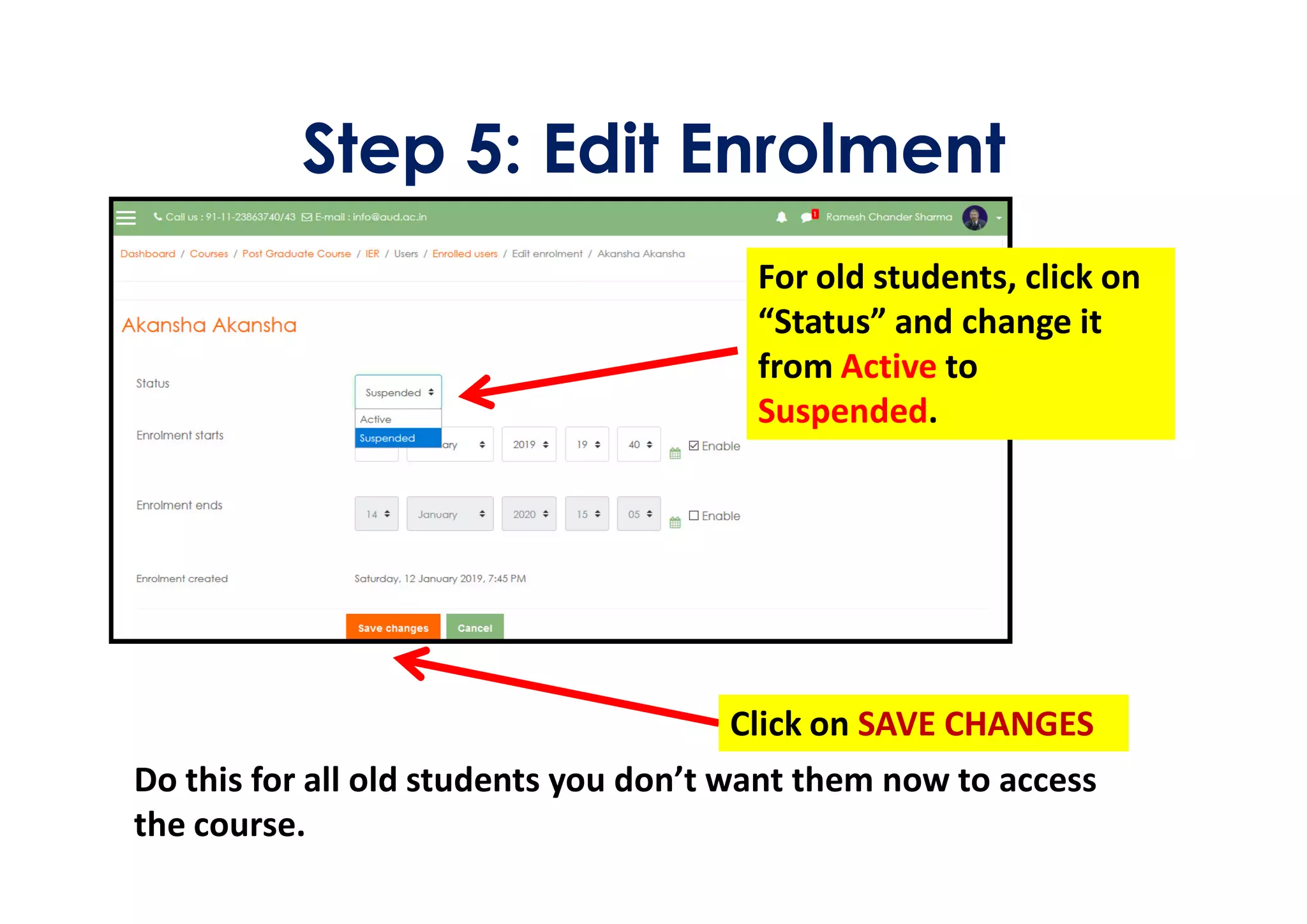 Course enrolment handling for new and old students in Moodle | PDF