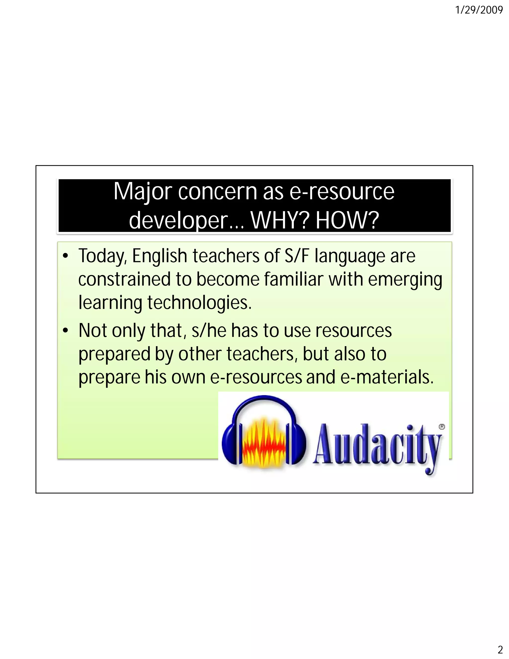 AUdacity for Listening and Speaking material development | PDF | Digital Audio | Computer ...