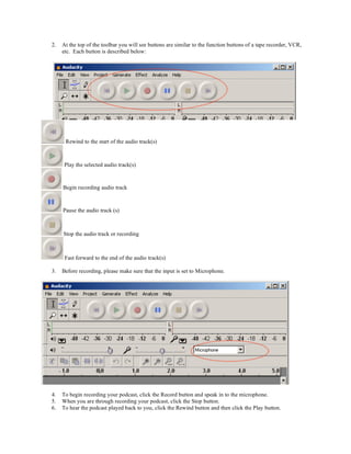 Audacity podcastinstructions | PDF