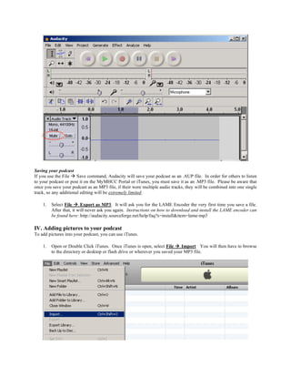 Audacity podcastinstructions | PDF