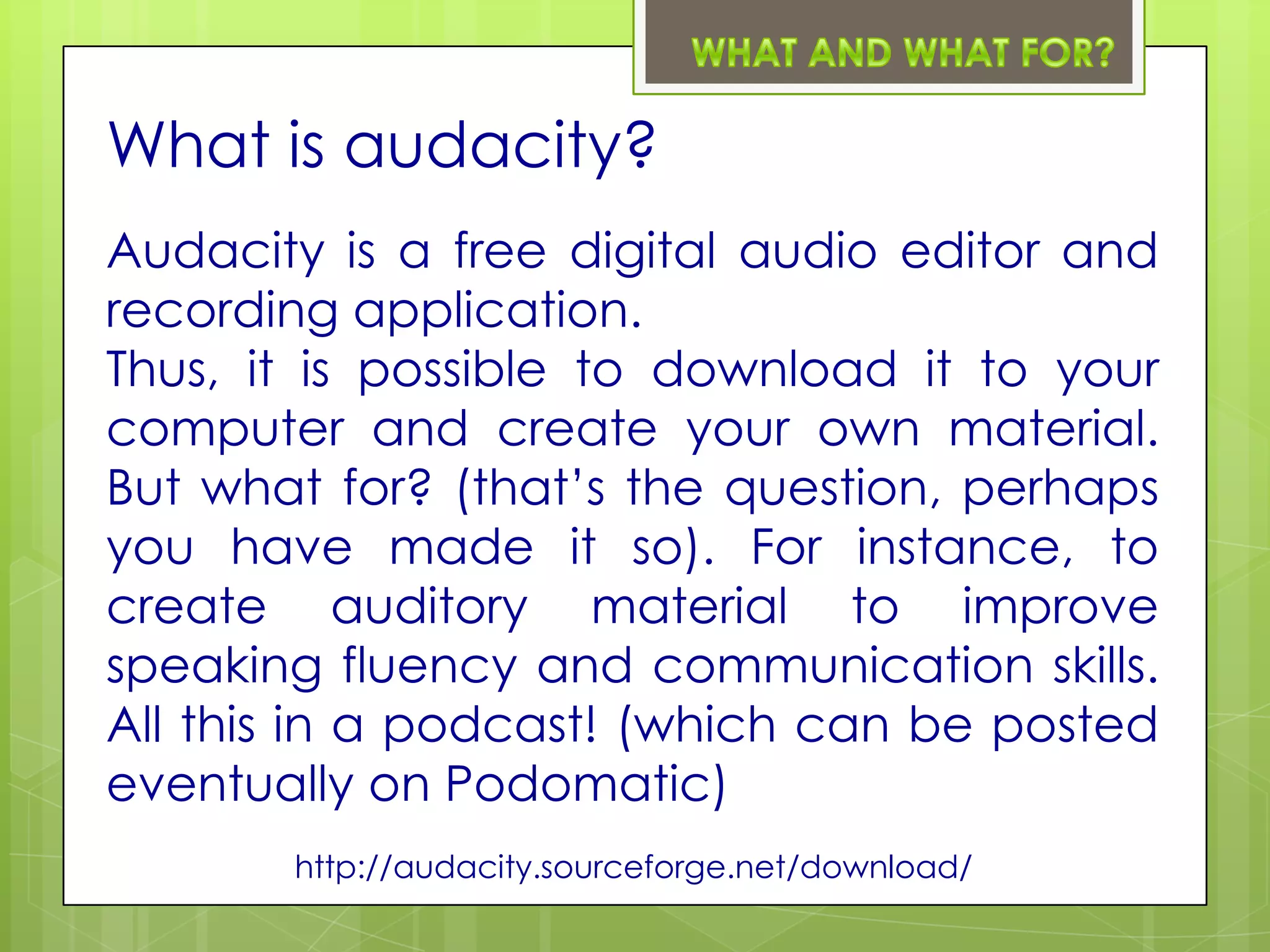 Audacity tutorial | PPT
