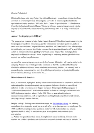 Audacy, a Major Player in the Radio Industry, Declares Bankruptcy.pdf