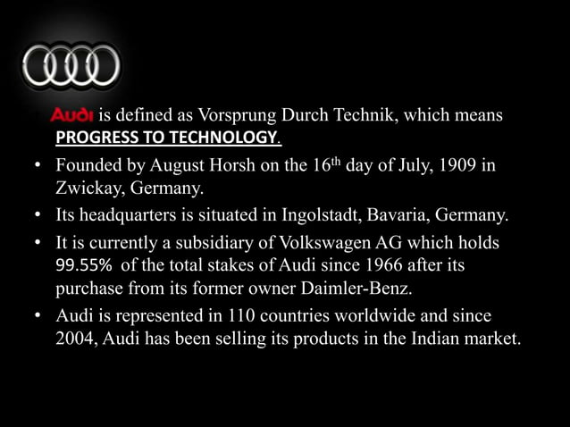 Audi | PPTX | Automotive Industry | Industries
