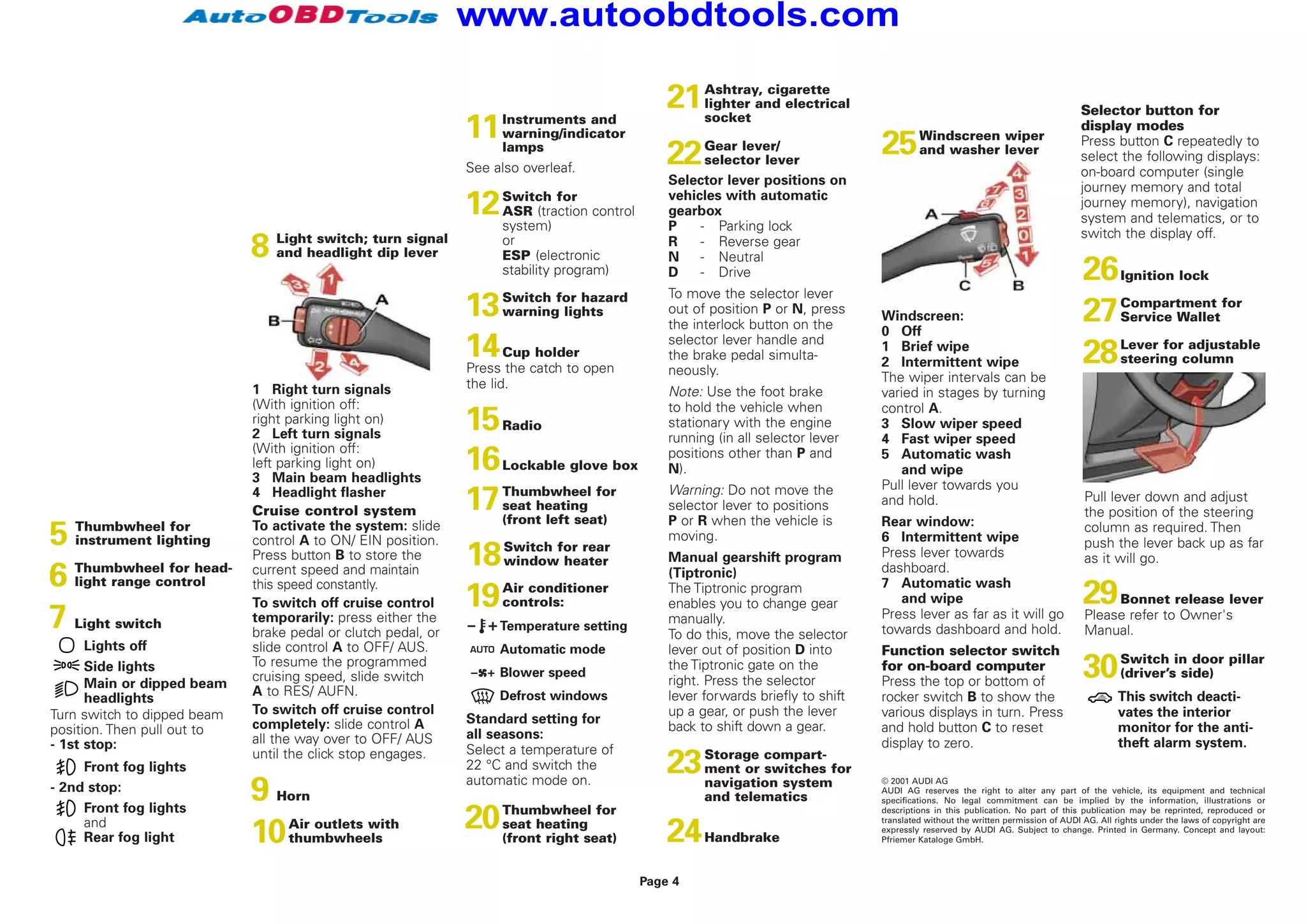 Audi a3 quick reference guide diagram user manual | PDF