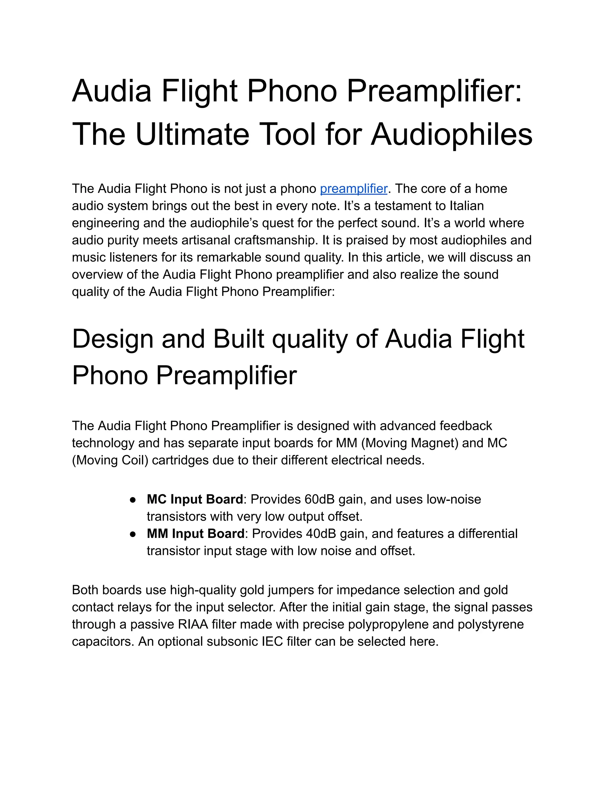 Audia Flight Phono PreamplifierThe Ultimate Tool for Audiophiles.pdf