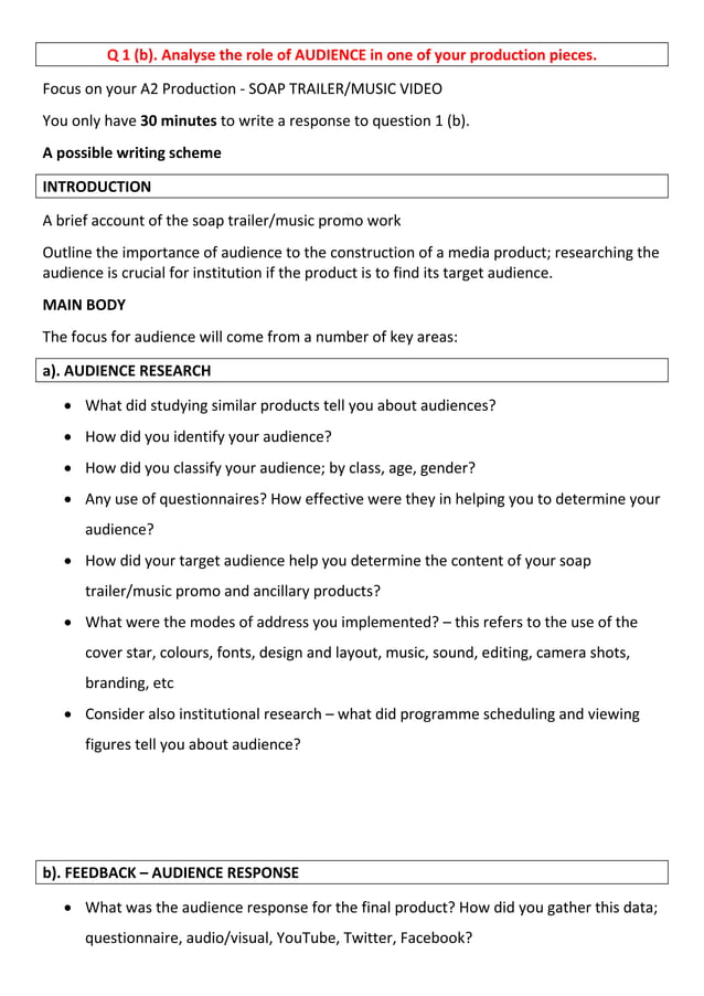 1b Audience essay plan | PDF