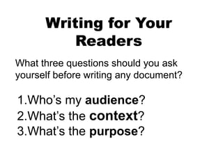 Writing for your audience, a PPT Presentation | PPT
