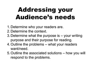 Writing for your audience, a PPT Presentation | PPT