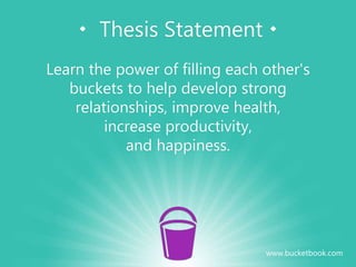 Audience Action Speech: Bucket Book | PPTX