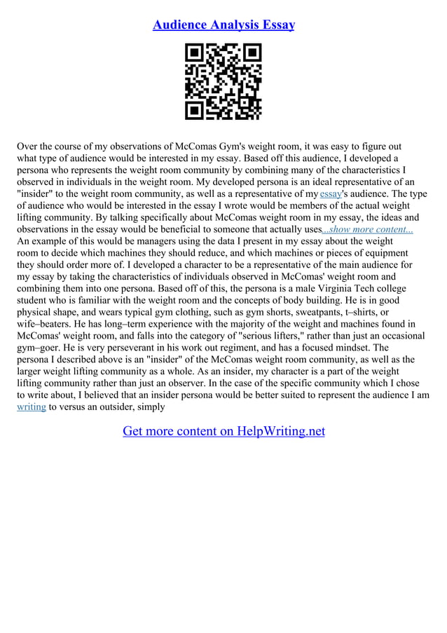 Audience Analysis Essay Example | PDF
