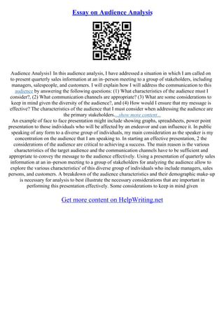 Audience Analysis Essay Example | PDF