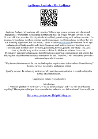 Audience Analysis Essay Example | PDF