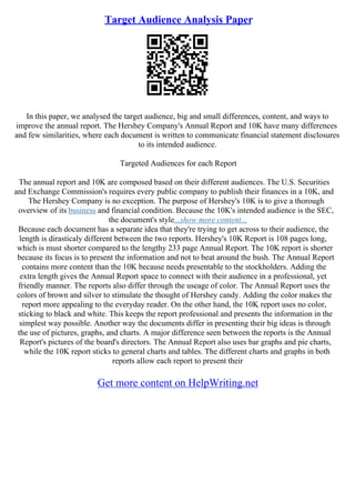 Audience Analysis Essay Example | PDF