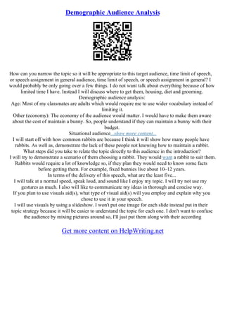 Audience Analysis Essay Example | PDF