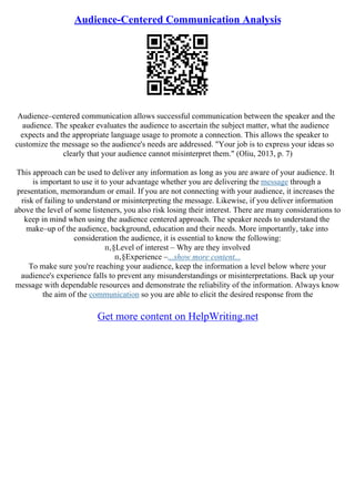 Audience Analysis Essay Example | PDF