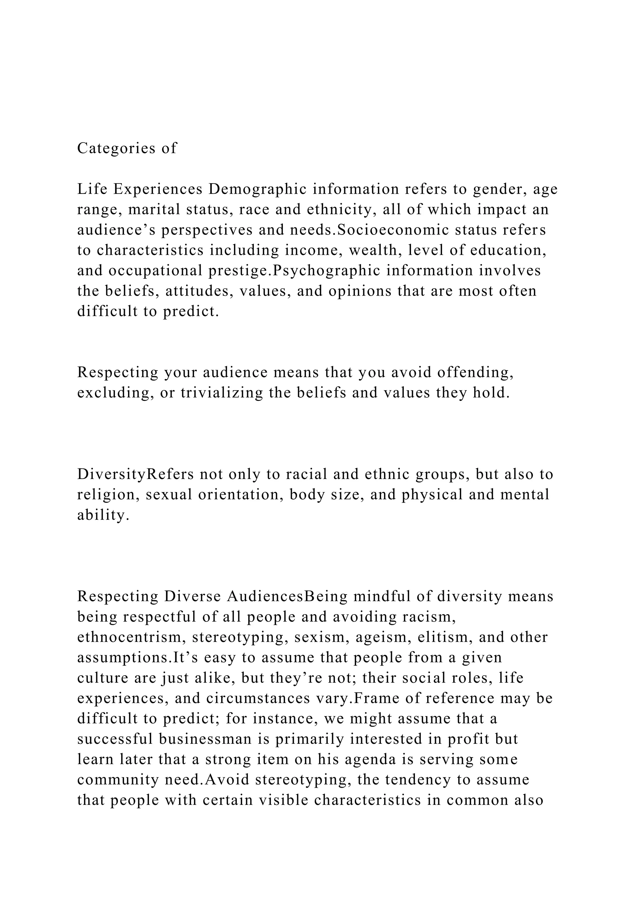 Audience Analysis Sections 16.1What Is a.docx