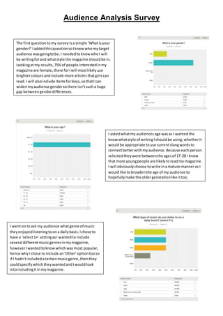 Audience analysis survey | DOCX | Music | Entertainment
