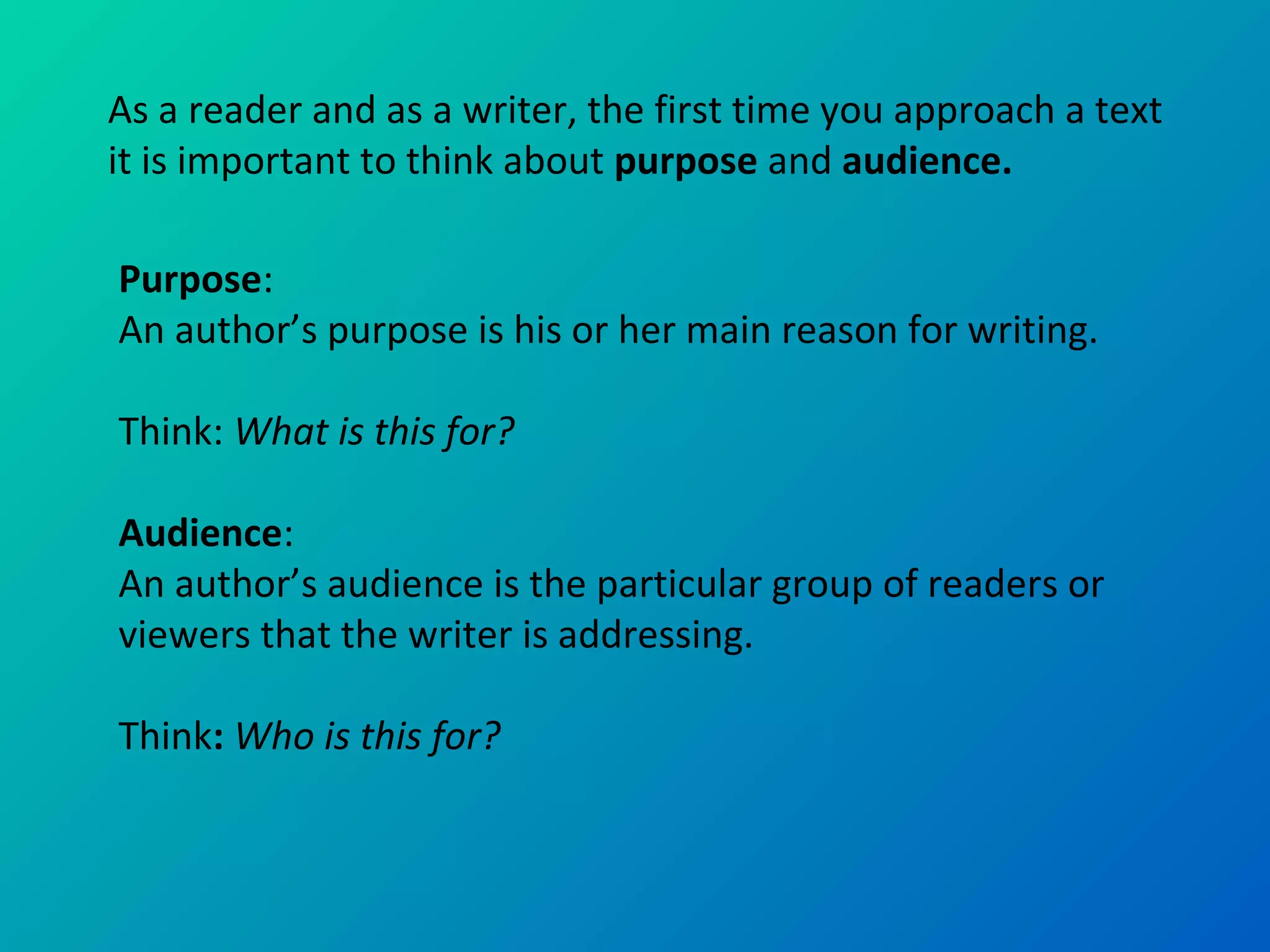Audience and Purpose | PPT