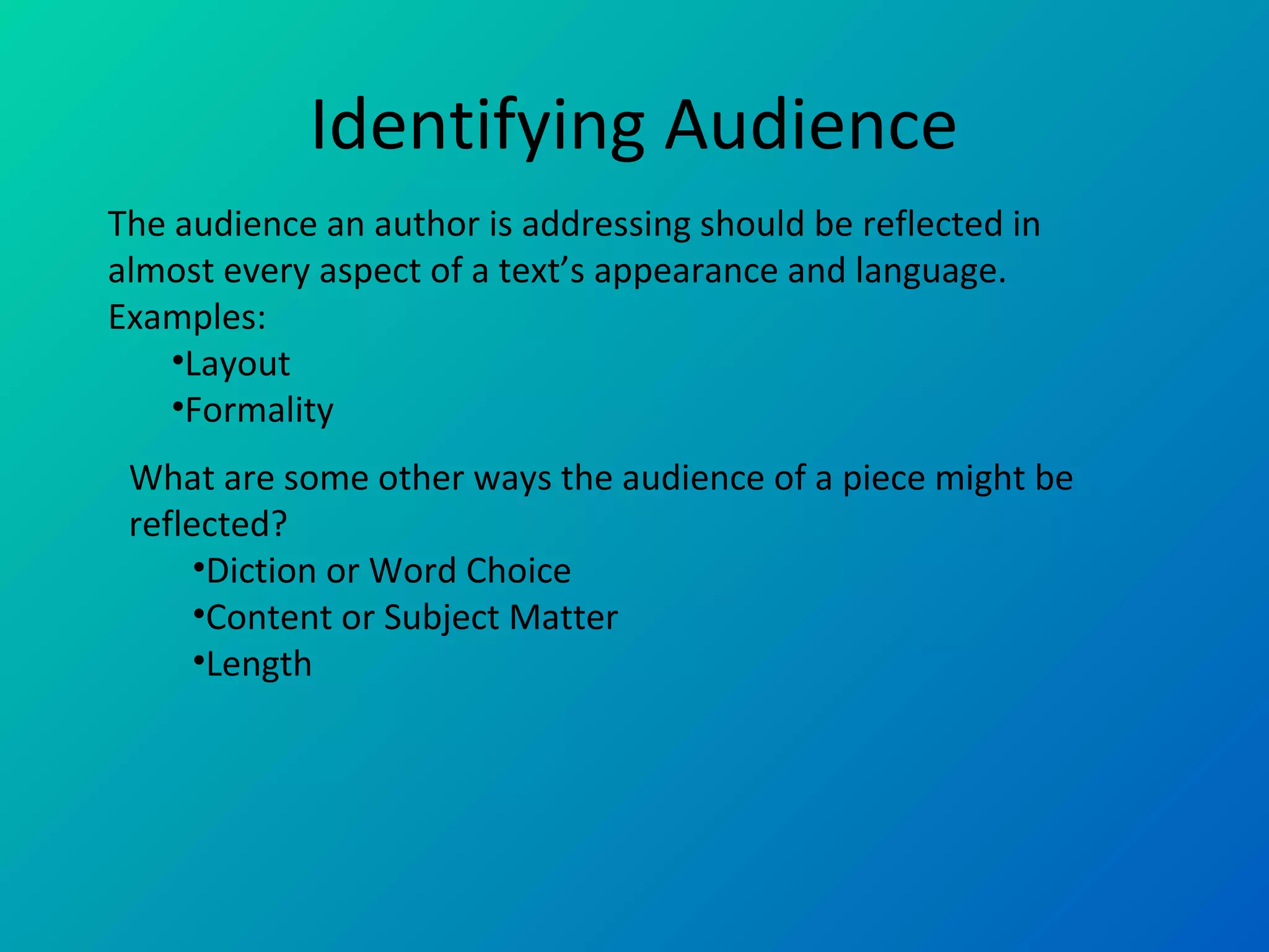 Audience and Purpose | PPT