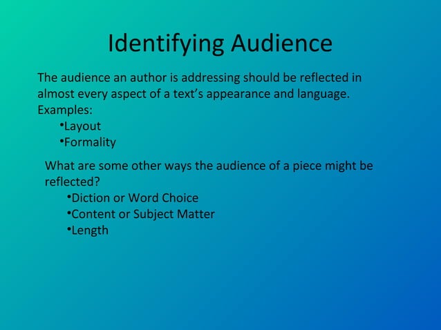 Audience and Purpose | PPT | Screenwriting | Content Production