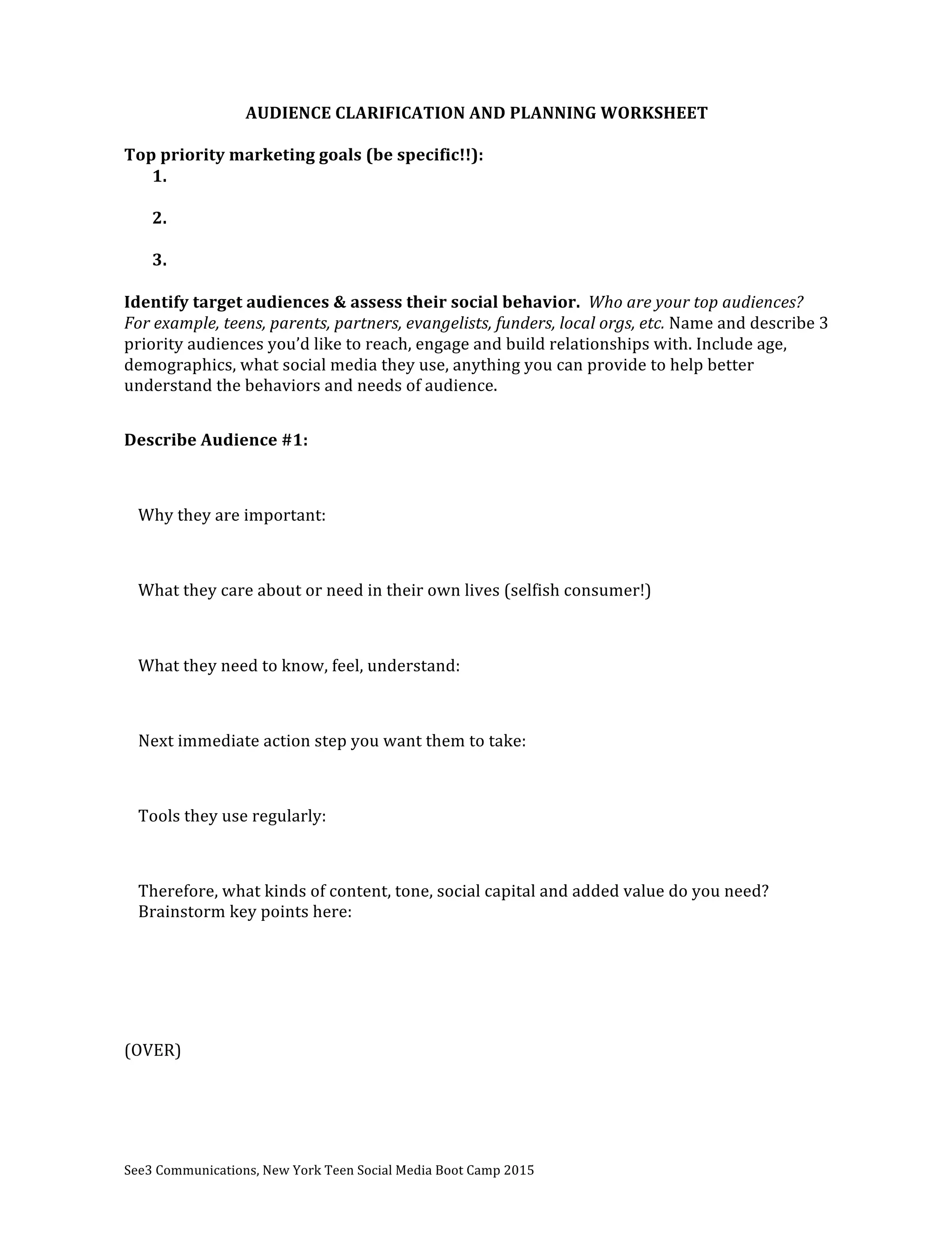 Audience Clarification Worksheet | PDF | Content Production | Hobbies ...
