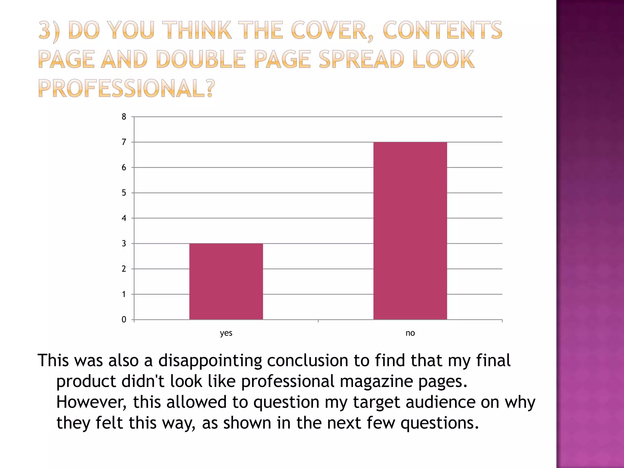 Audience feedback and conclusions from finished magazine pages. | PPTX