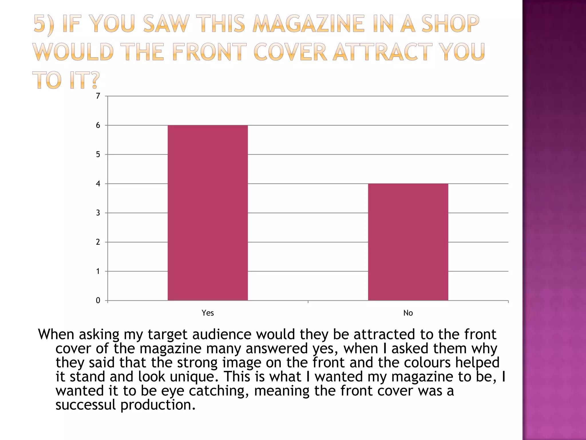 Audience feedback and conclusions from finished magazine pages. | PPT