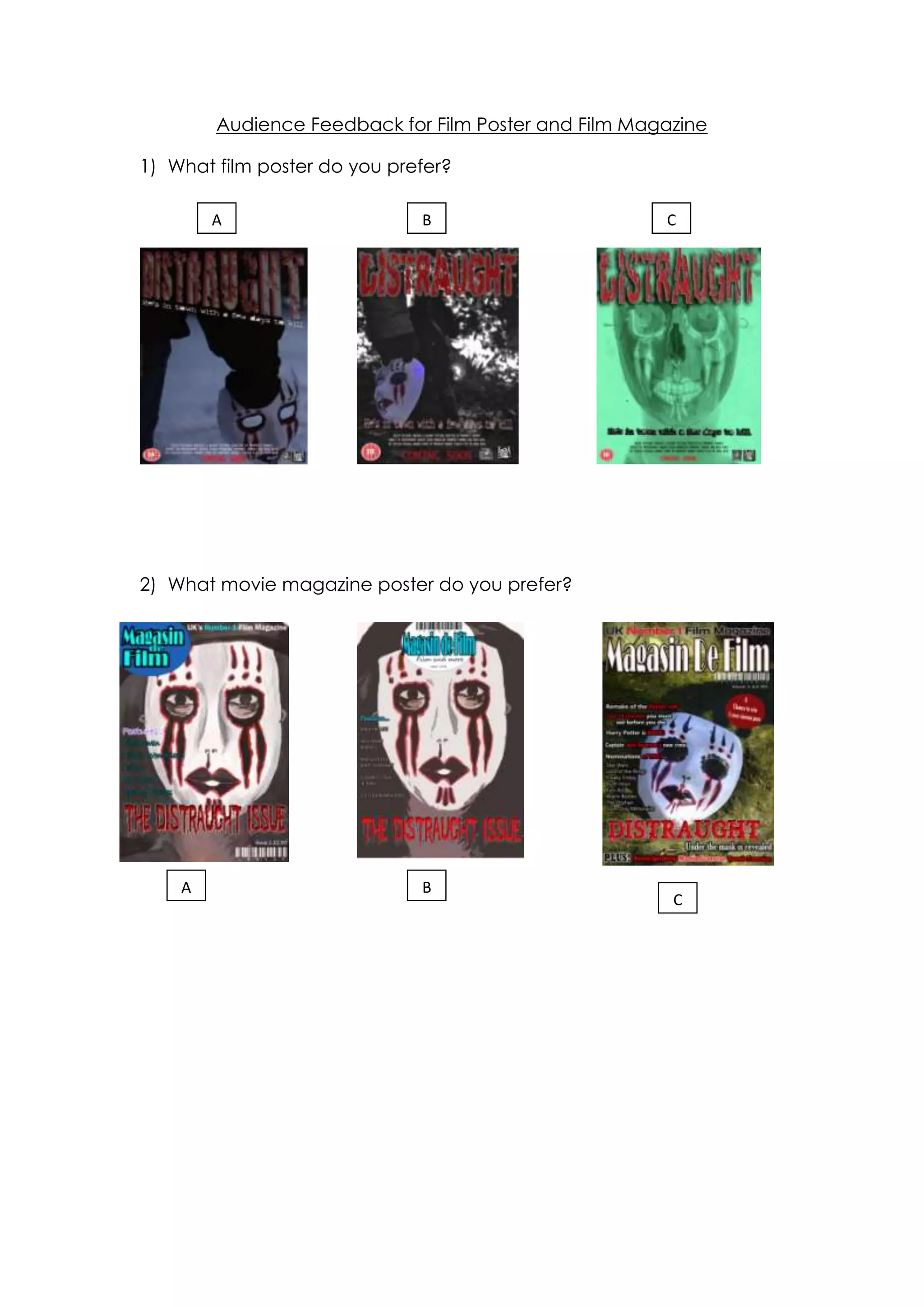 Audience feedback for film poster and film magazine | DOCX